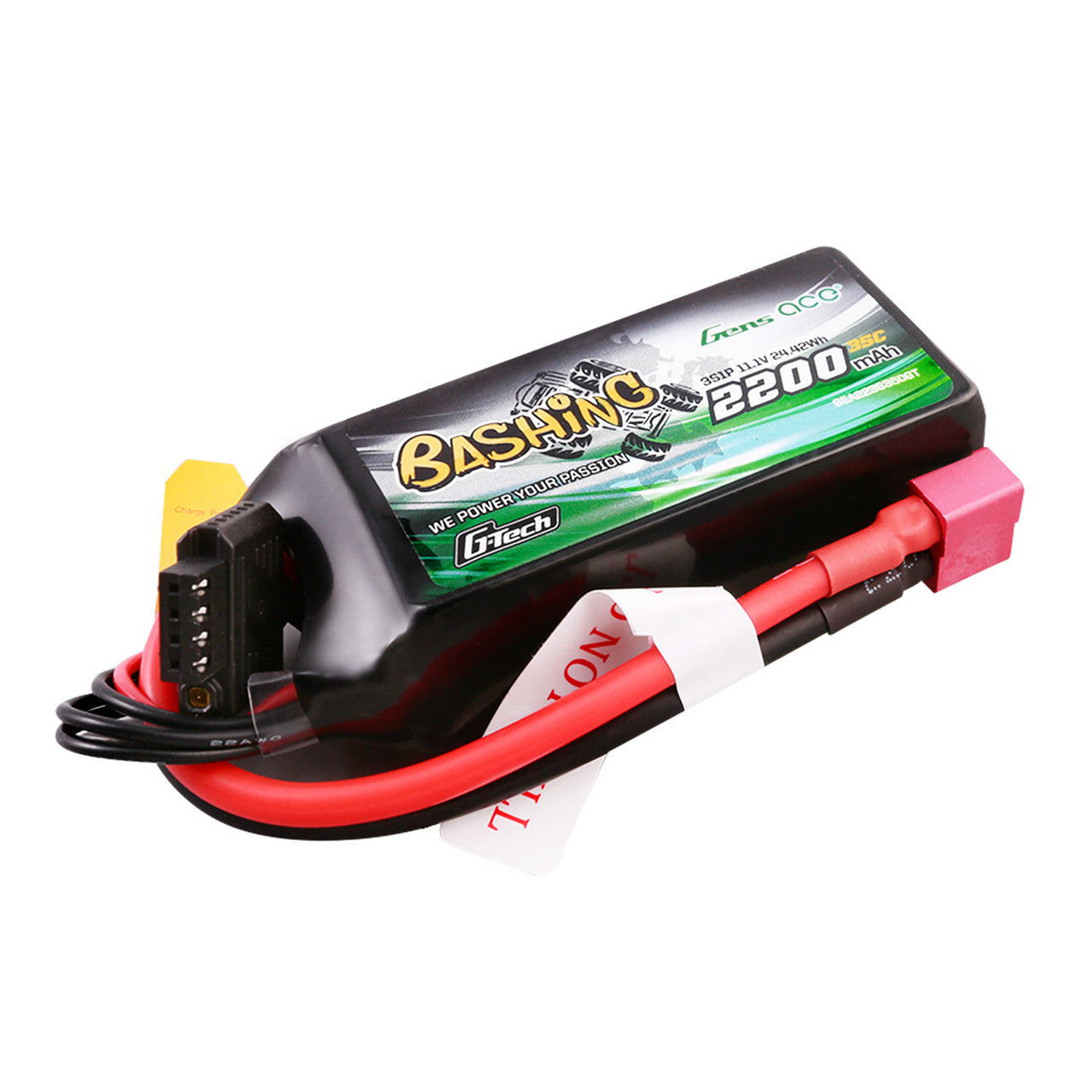 Gens Ace 2200mAh 3S 11.1V 35C Bashing G-Tech Lipo Battery Pack With De